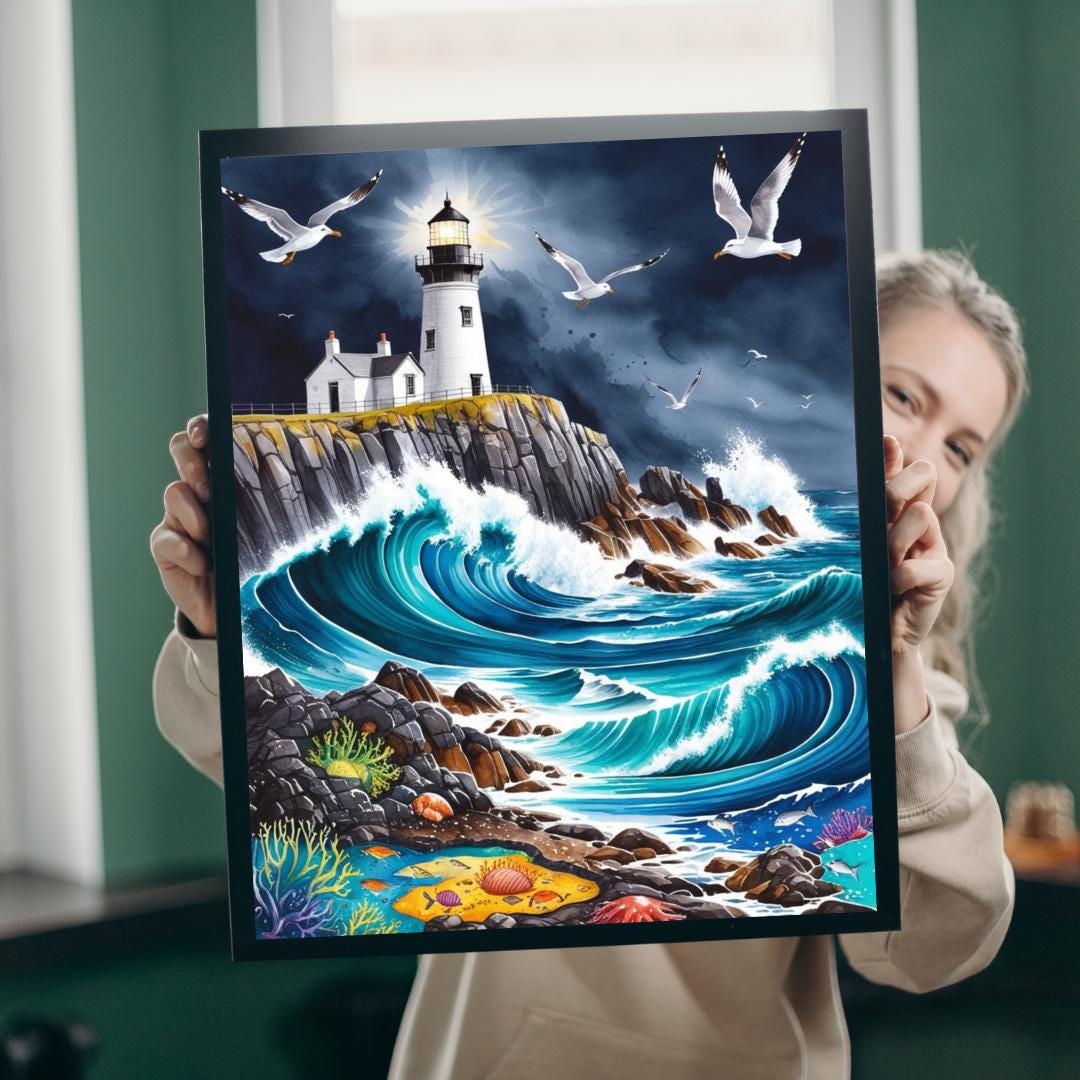 Lighthouse Seaside Puzzle: Scenic Rocky Shoreline Jigsaw Game - Etsy