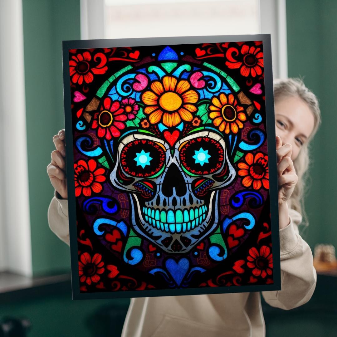 Vibrant Sugar Skull Puzzle - 110/252/520/1014 Pieces, Great Gift for ...
