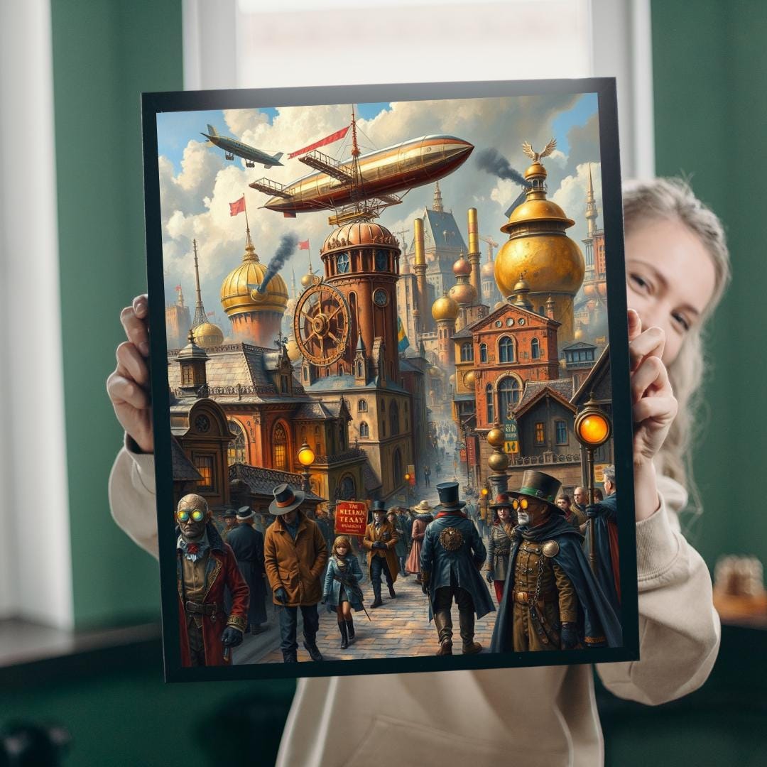 Steampunk Cityscape Jigsaw Puzzle: Unique Adult Hobby (110/252/520/1014 ...