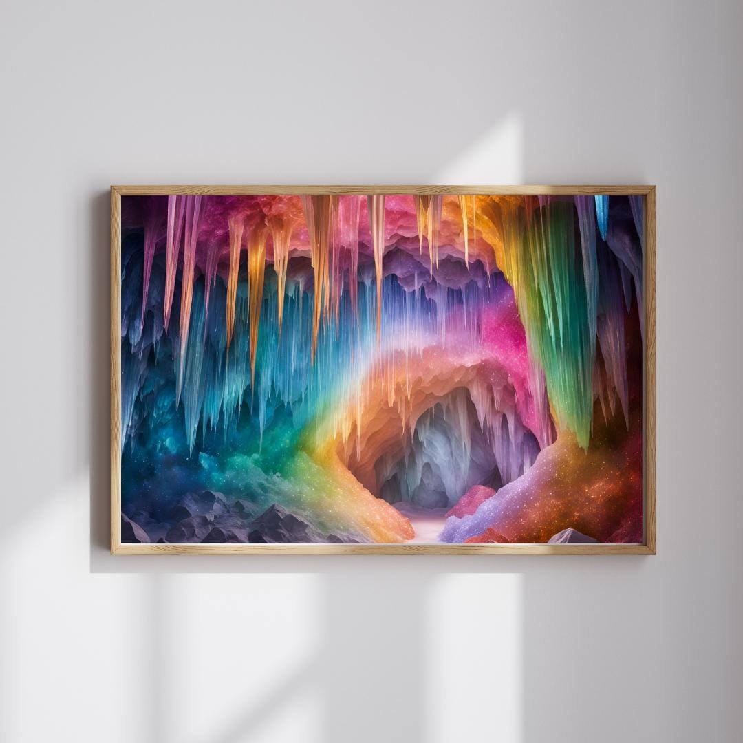 Crystal Craven Trippy Puzzle, Colorful Fantasy Mystical Rainbow Cave ...