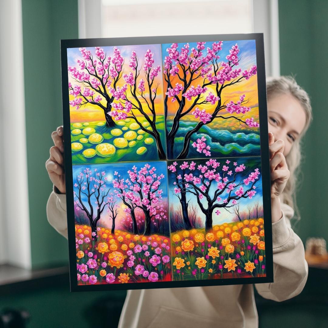 Puzzle, Four-quadrant Spring Landscape Collage, 110, 252, 520, 1014 ...