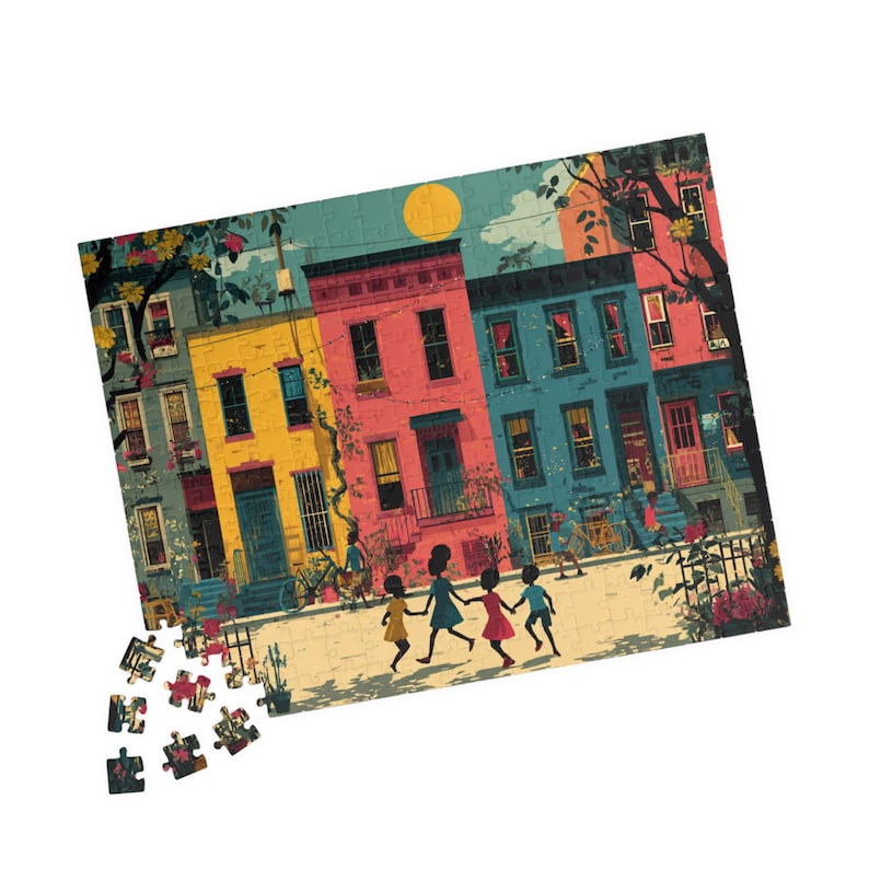 Afrocentric Neighborhood Puzzle – Black Children Playing, Family Game ...