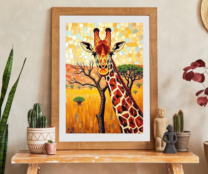 Mosaic Giraffe Jigsaw Puzzle: African Savannah Wildlife Game - Etsy