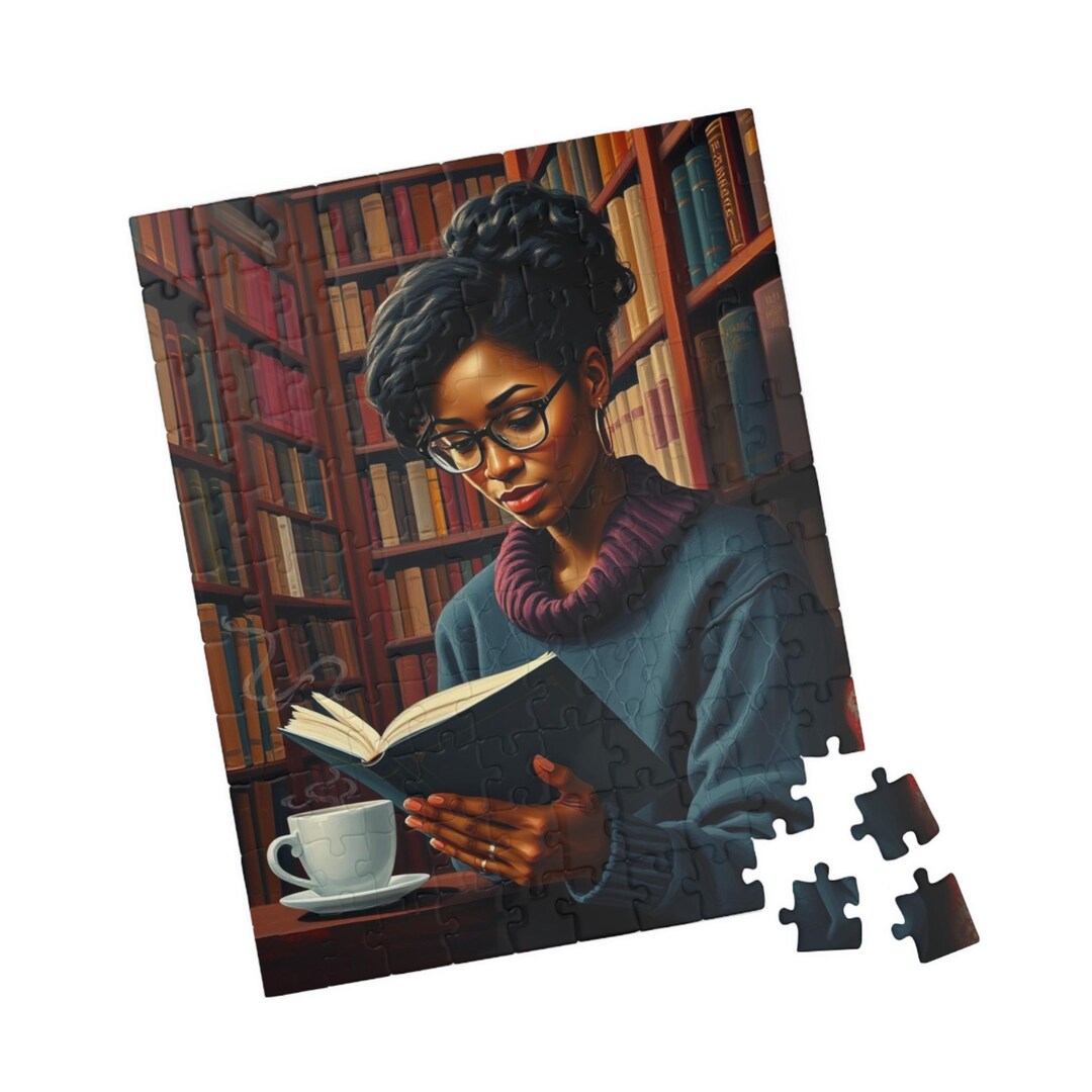 Cozy Afrocentric Reading Puzzle Black Woman Studying, Perfect Gift for ...
