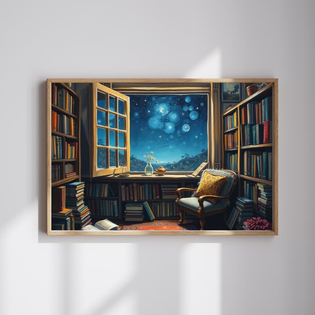 Cozy Library Jigsaw Puzzle: Starry Night Sky, Book Lover Gift - Etsy