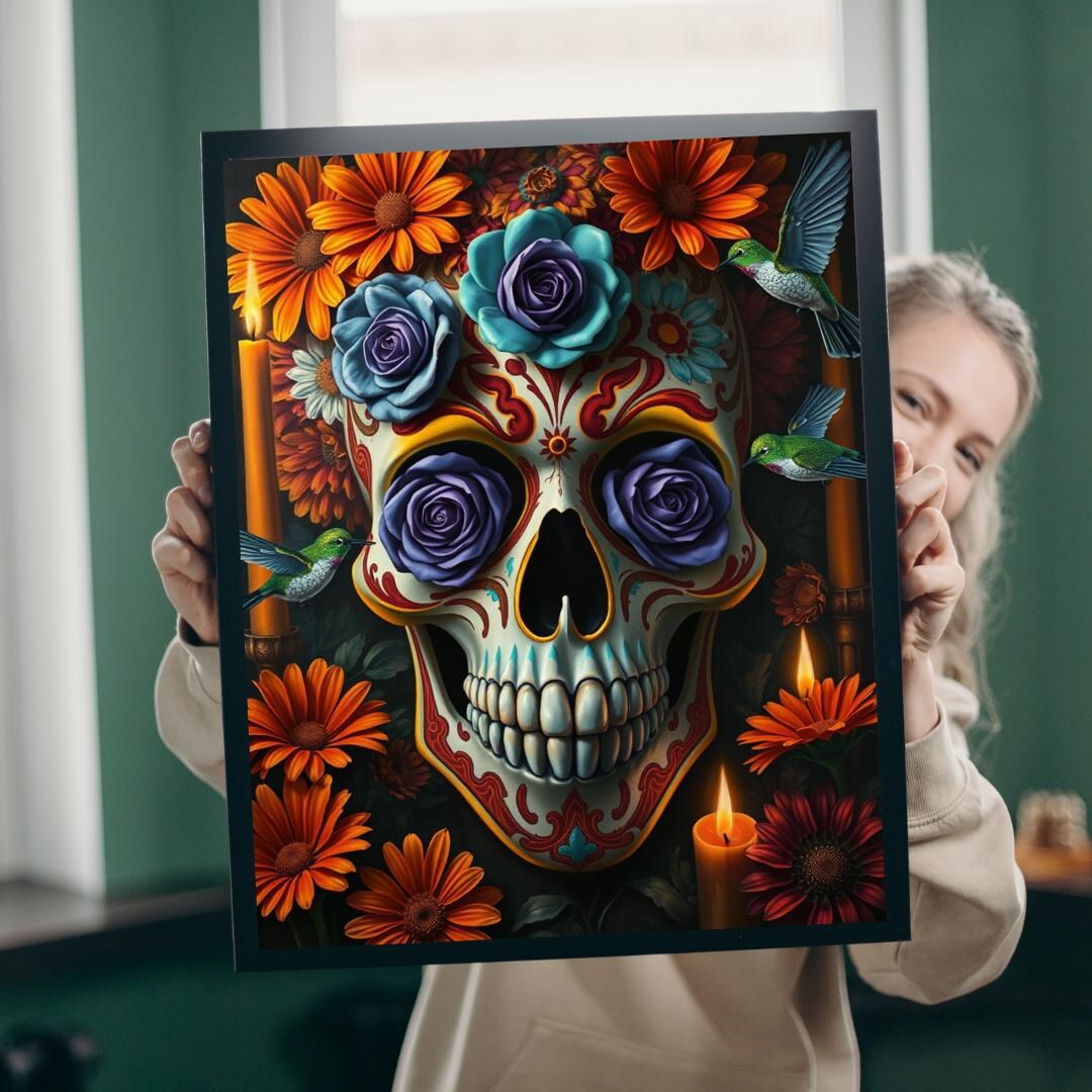 Colorful Skull Puzzle | Day of the Dead Jigsaw Game - Etsy