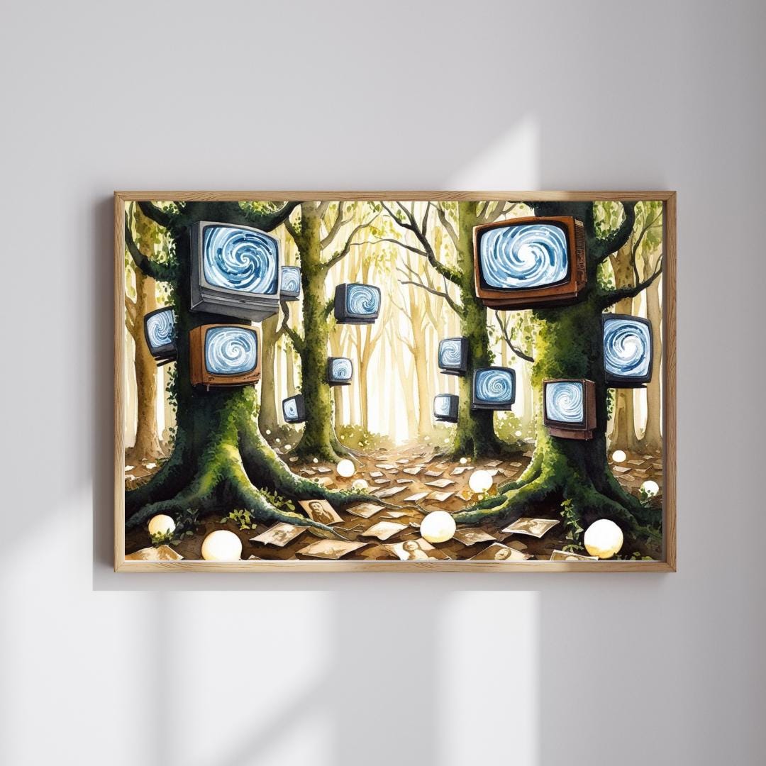 Fantasy Weirdcore Jigsaw Puzzle, Forest With TV Screens, Unique Puzzle ...