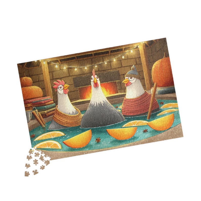 Pumpkin Spice Chicken Spa Puzzle - Cozy Autumn Chickens in Spa Bath - Etsy
