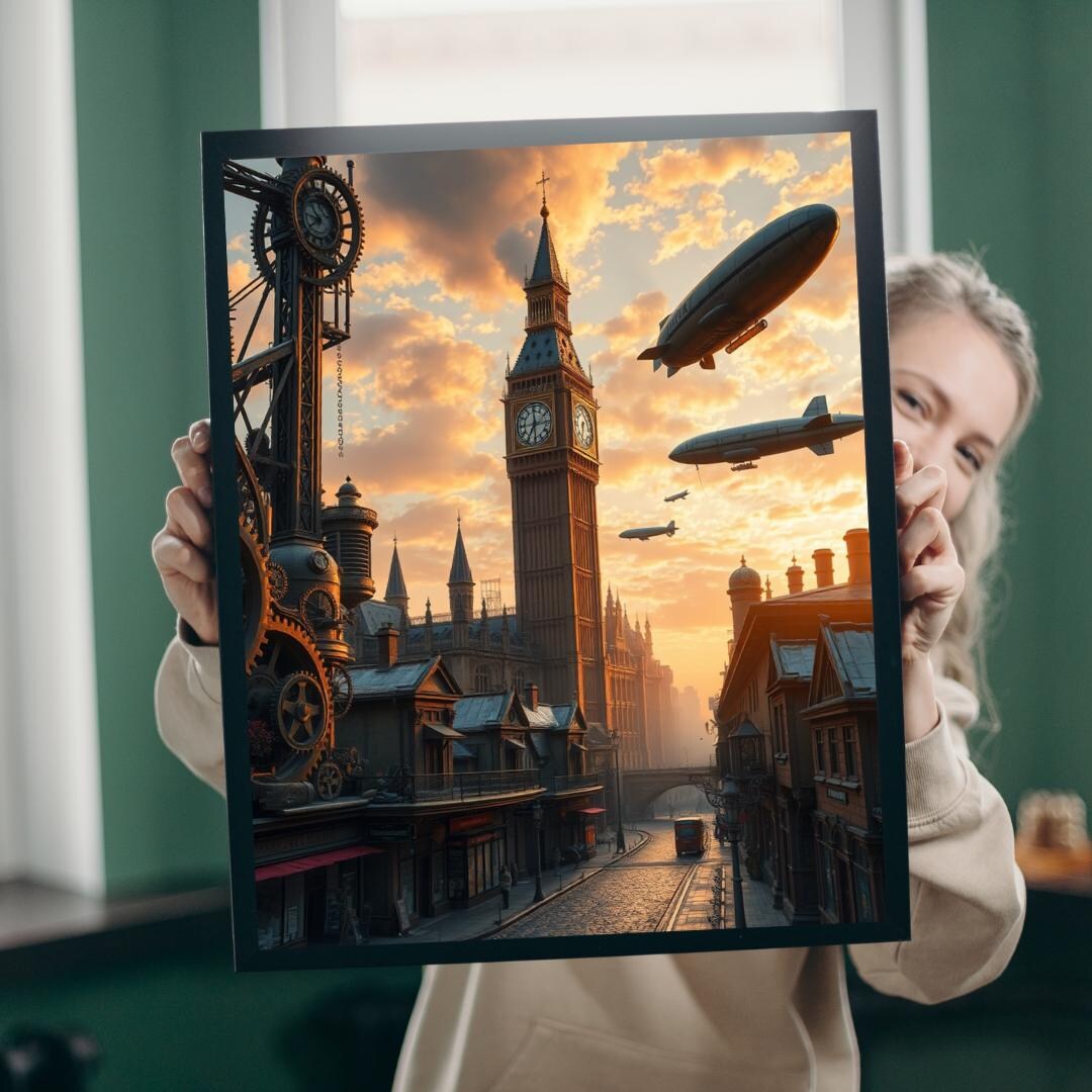 Steampunk Cityscape Puzzle | 110, 252, 520, 1014-piece | Vintage London ...