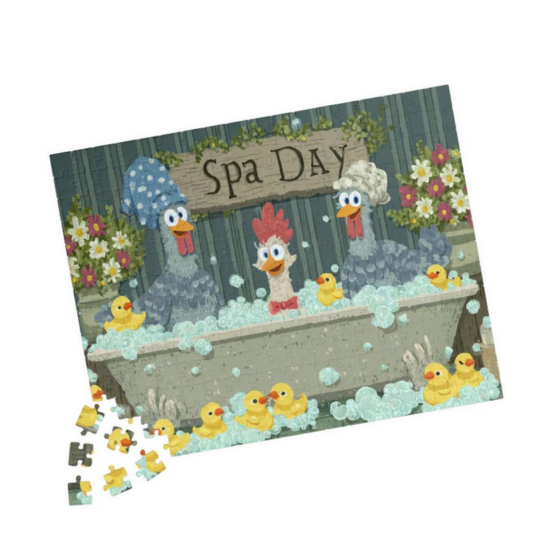 Funny Chicken & Rubber Duck Puzzle – Quirky Bubble Bath Scene - Etsy