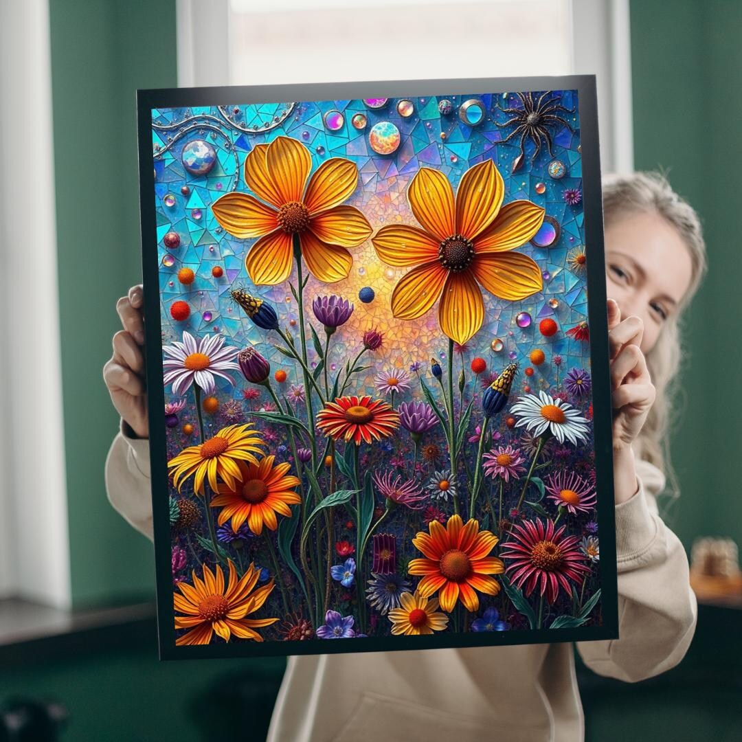 Colorful Floral Mosaic Puzzle - 110, 252, 520, 1014-piece | Flower ...