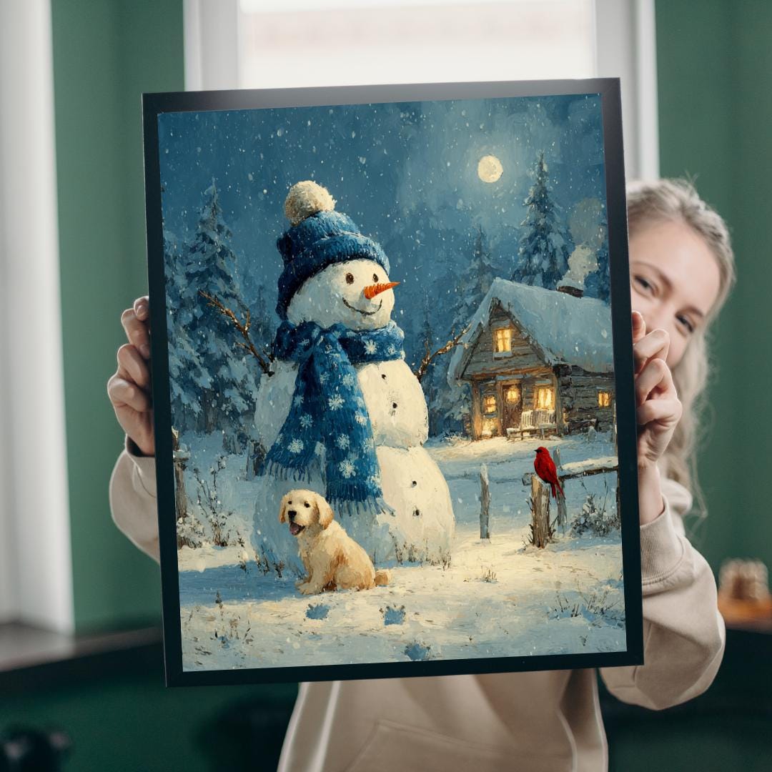 Cozy Winter Puzzle, Snowman & Puppy Jigsaw, Holiday Family Game, Winter ...
