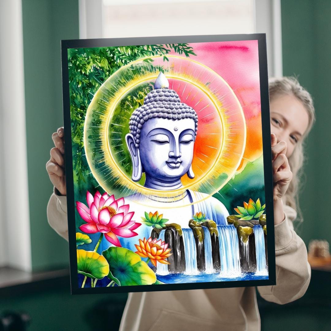 Buddha Statue Jigsaw Puzzle: Lotus Flower Zen Art - Etsy