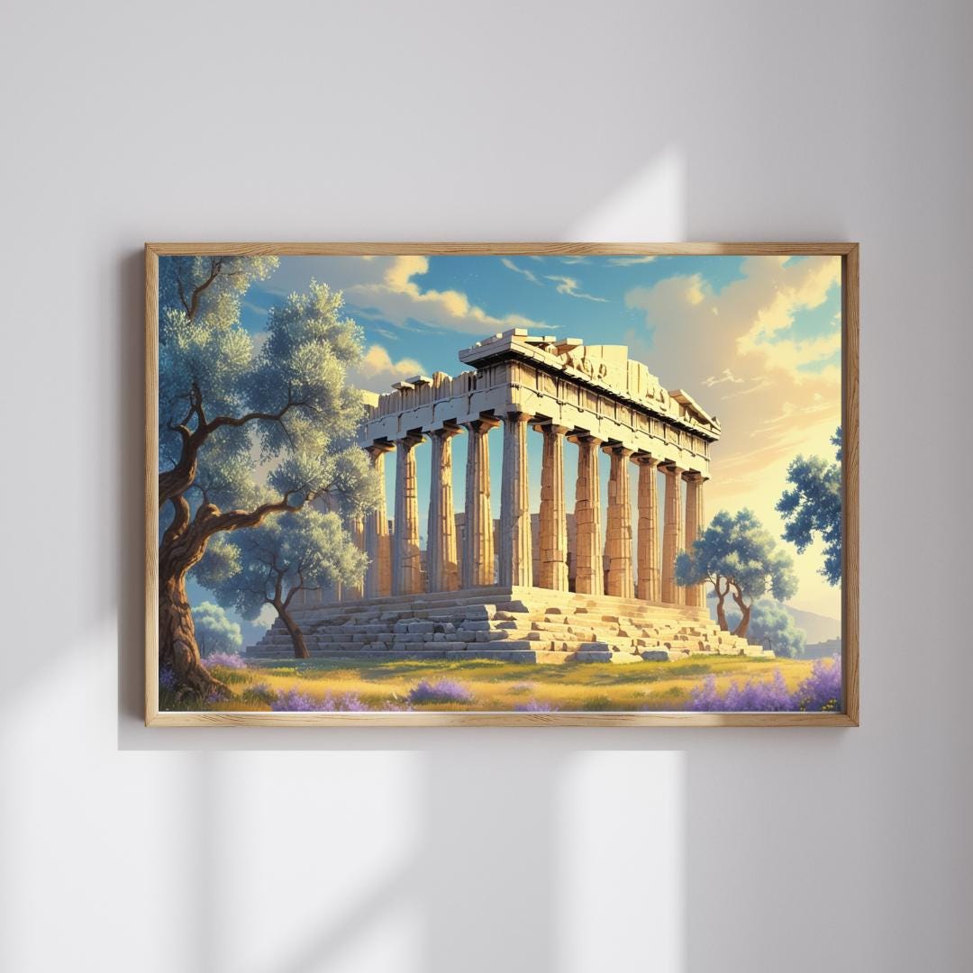 The Parthenon in Athens Landmark Jigsaw Puzzle, Olive Trees ...