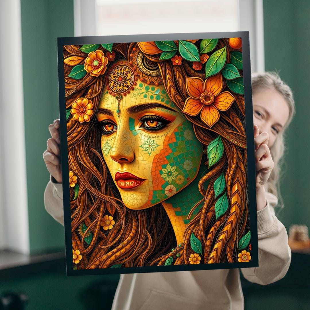 Bohemian Woman Mosaic Portrait Puzzle: Intricate Jigsaw Art Game - Etsy