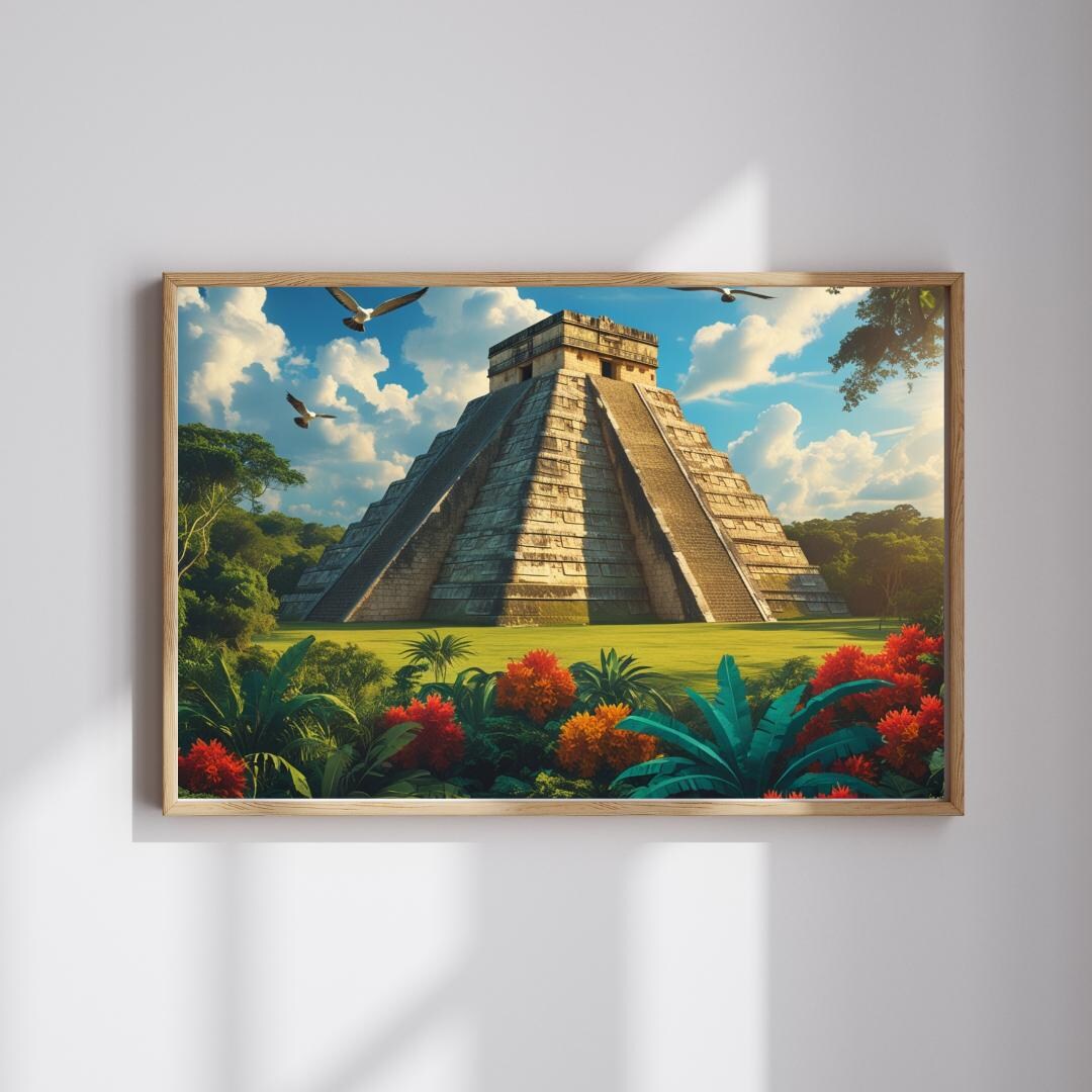 Chichen Itza Pyramid Jigsaw Puzzle With Tropical Jungle Scene, Historic ...