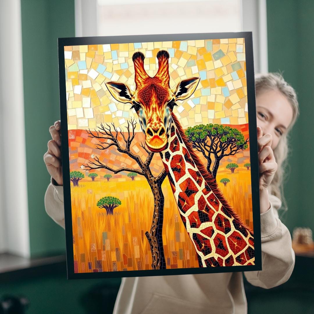 Mosaic Giraffe Jigsaw Puzzle: African Savannah Wildlife Game - Etsy