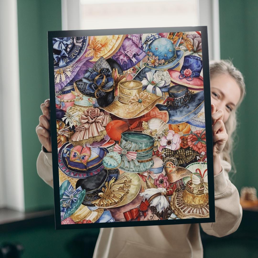 Church Hat Collage Jigsaw Puzzle - Overlapping Vintage Hats With ...