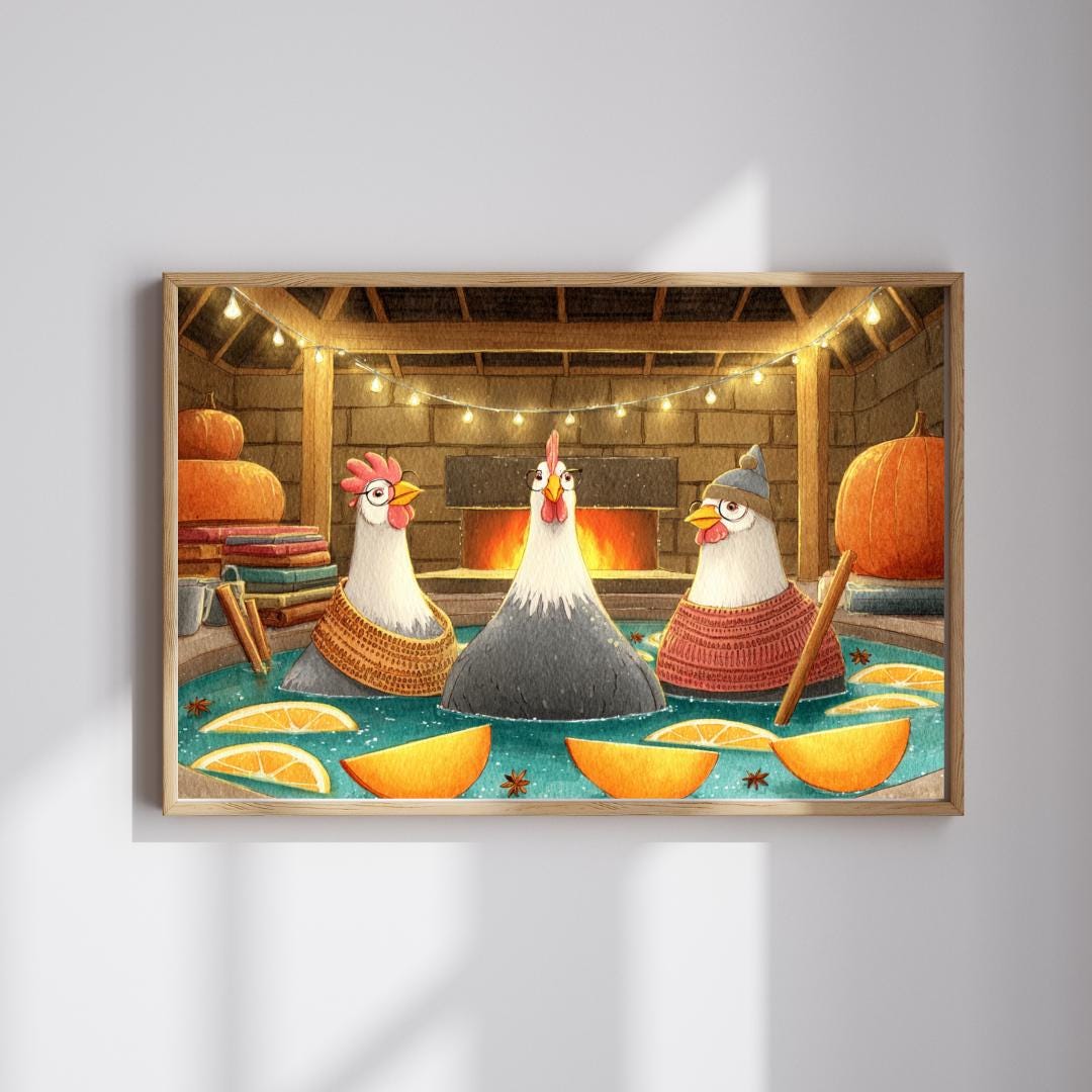 Pumpkin Spice Chicken Spa Puzzle - Cozy Autumn Chickens in Spa Bath - Etsy
