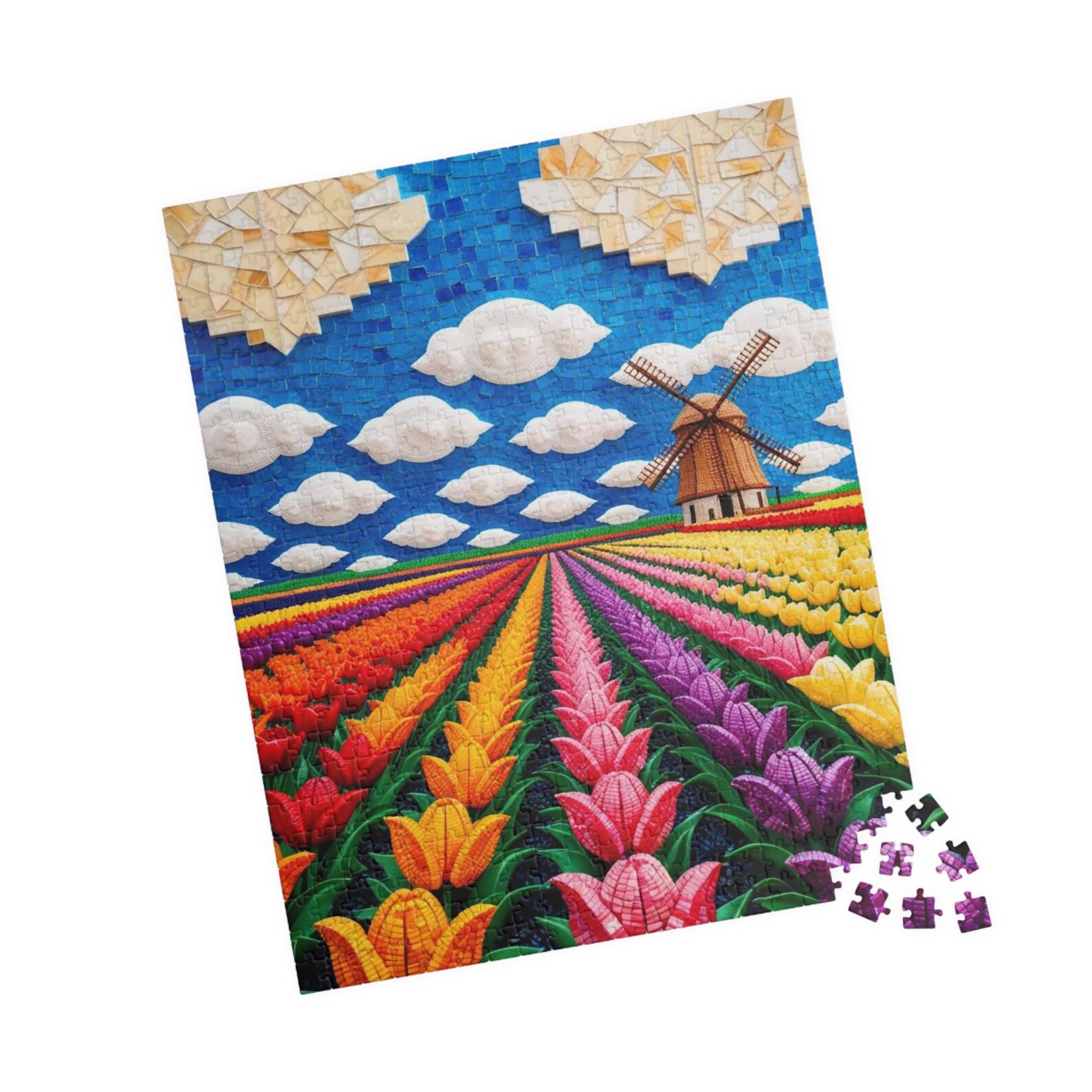 Mosaic Vibrant Flower Fields Puzzle Tulip Landscape 110, 252, 520, 1014 ...