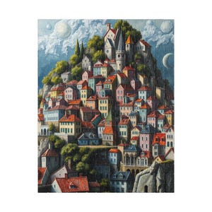 Whimsical Stacked Houses Puzzle (110, 252, 520, 1014-piece), 3D Effect ...