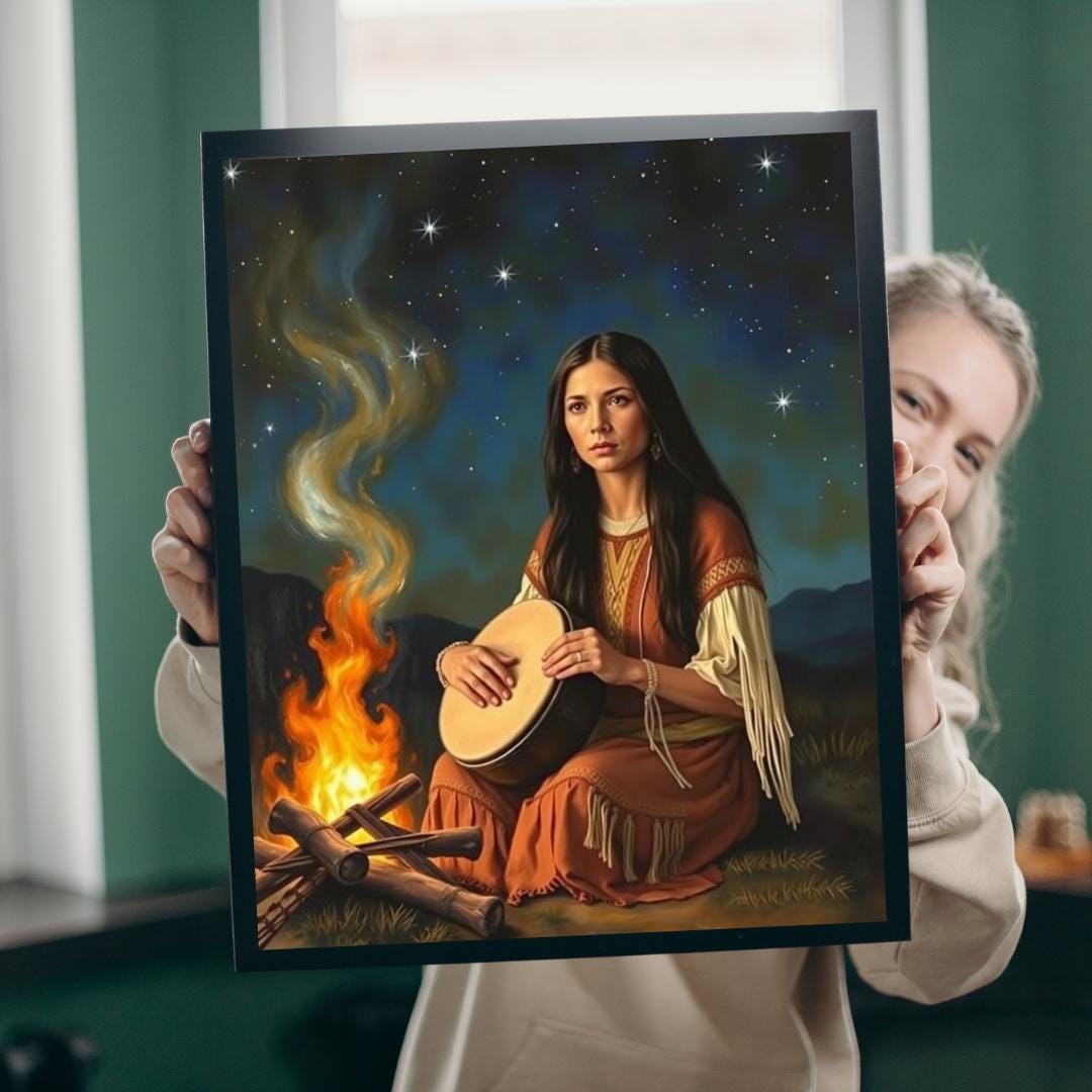 Native American Puzzle (110-1014 Piece), Indigenous Woman Campfire ...