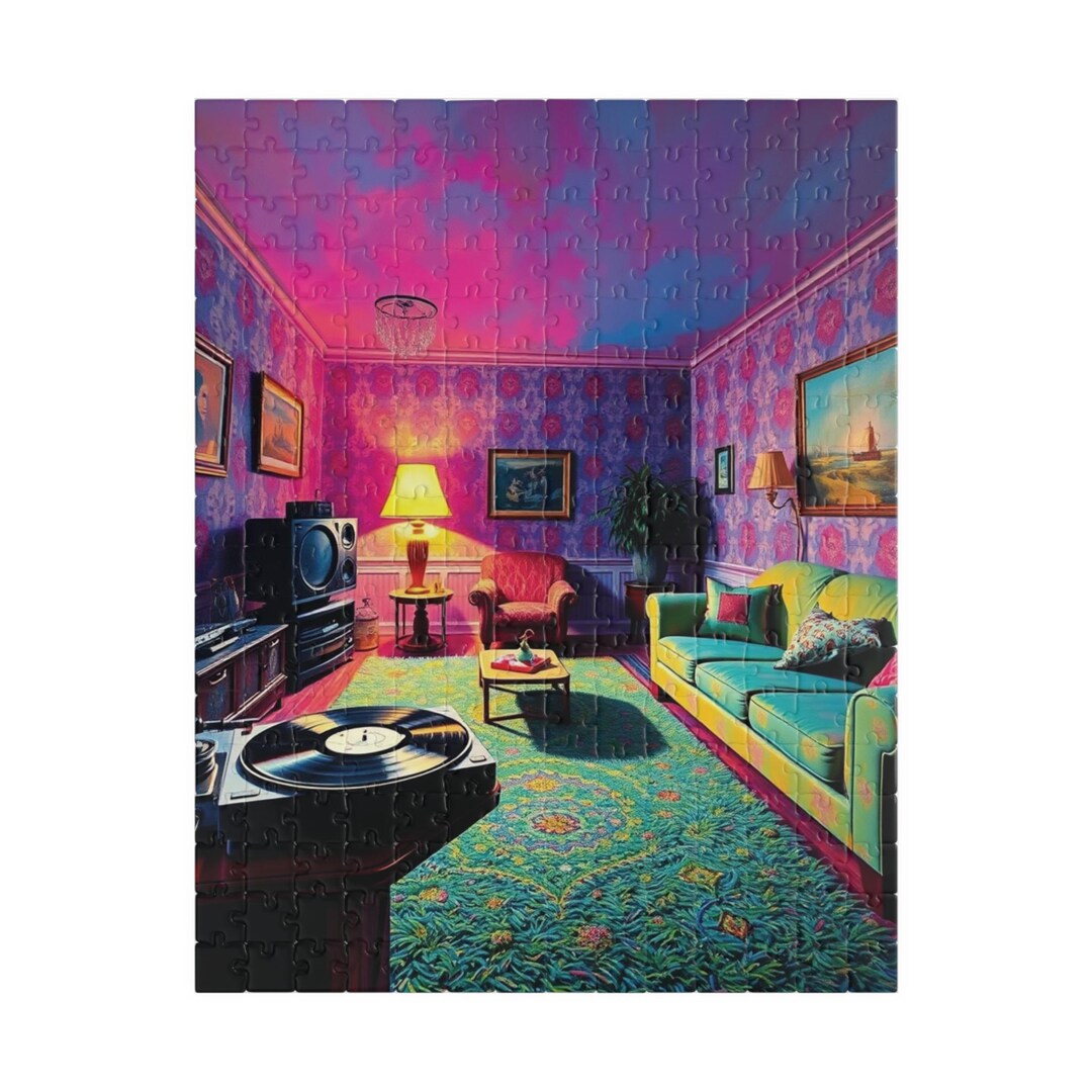 Jigsaw Puzzle, 1970s Retro Living Room Design, 110-1014 Piece Game ...