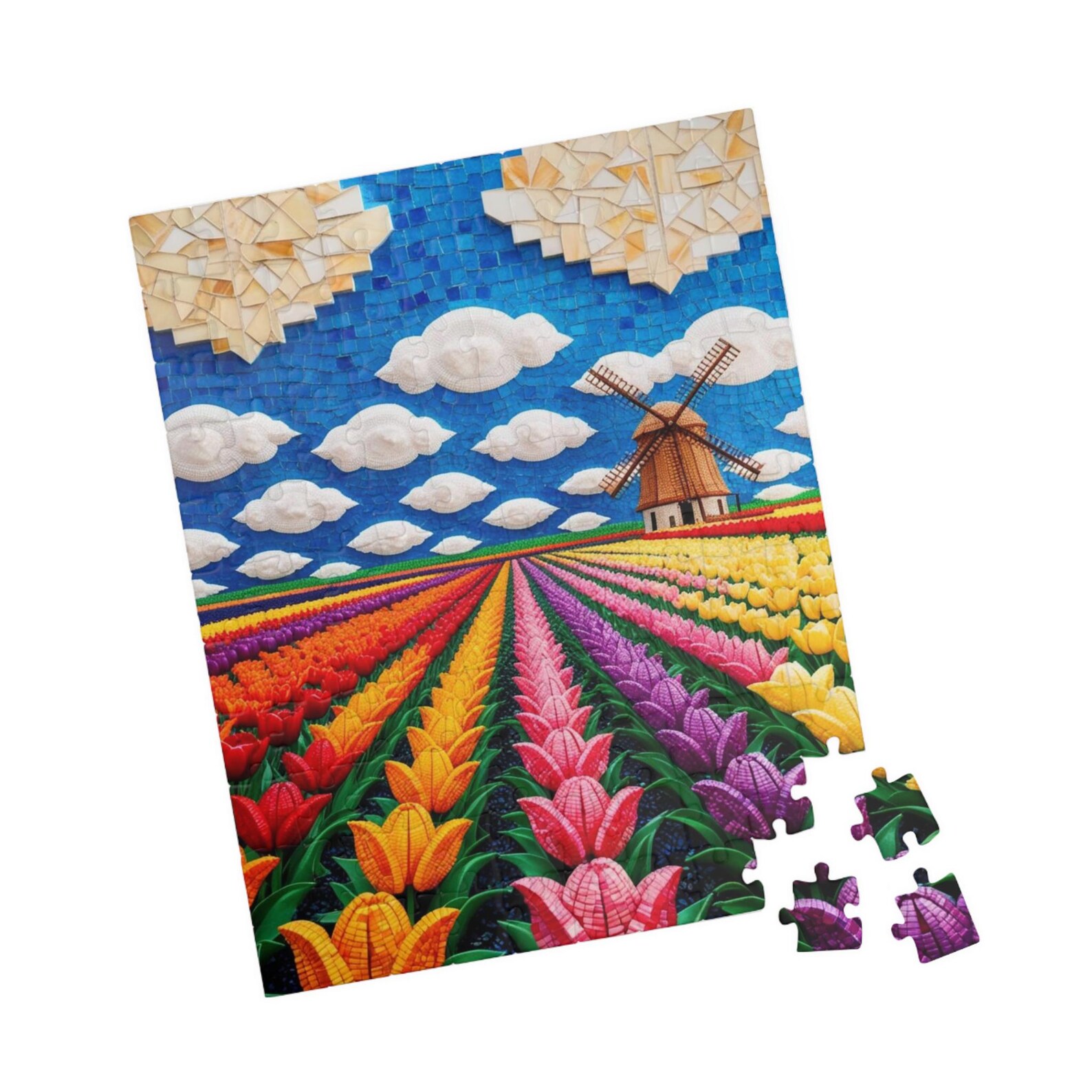Mosaic Vibrant Flower Fields Puzzle Tulip Landscape 110, 252, 520, 1014 ...