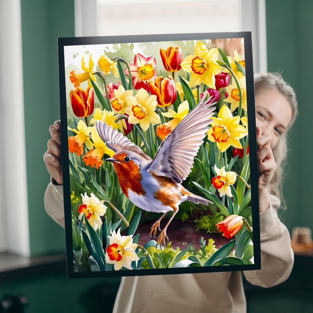 Robin Bird and Tulips Jigsaw Puzzle: Spring Garden Game - Etsy