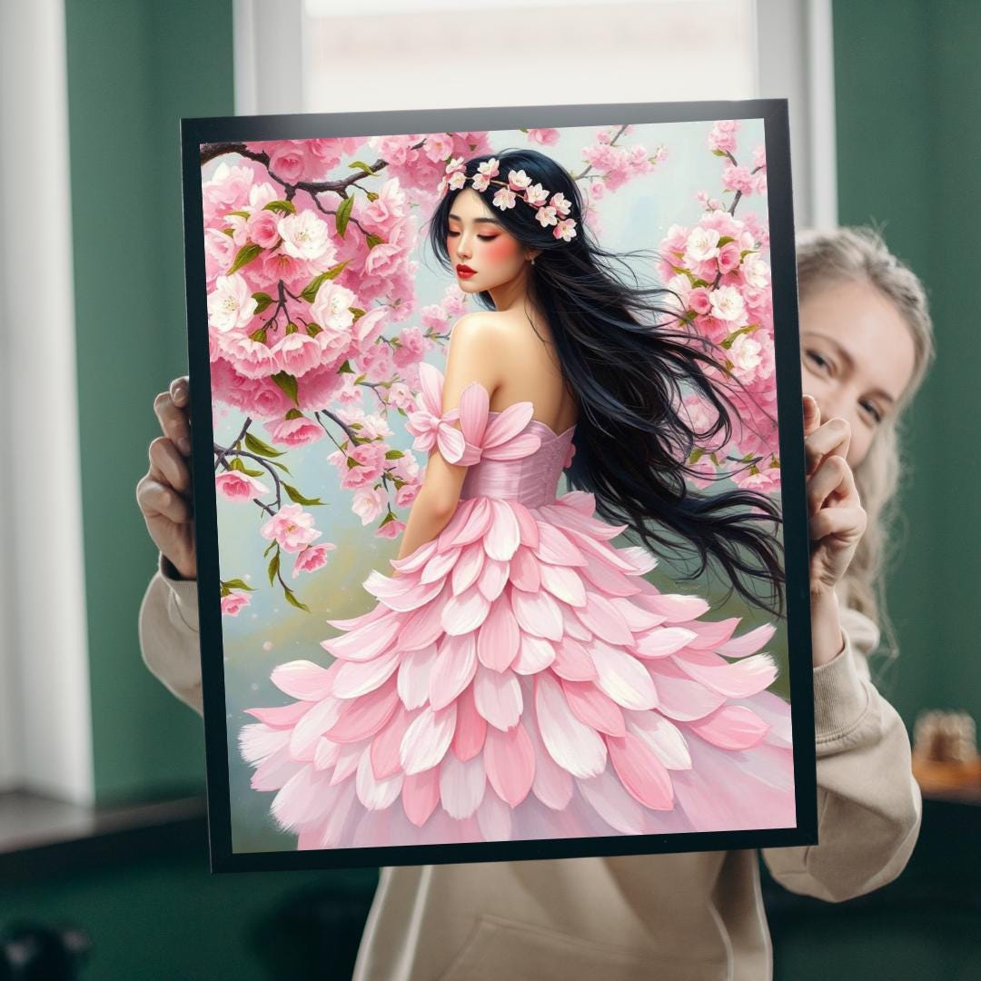 Cherry Blossom Jigsaw Puzzle: Lady of the Blossoming Grove Floral Art ...