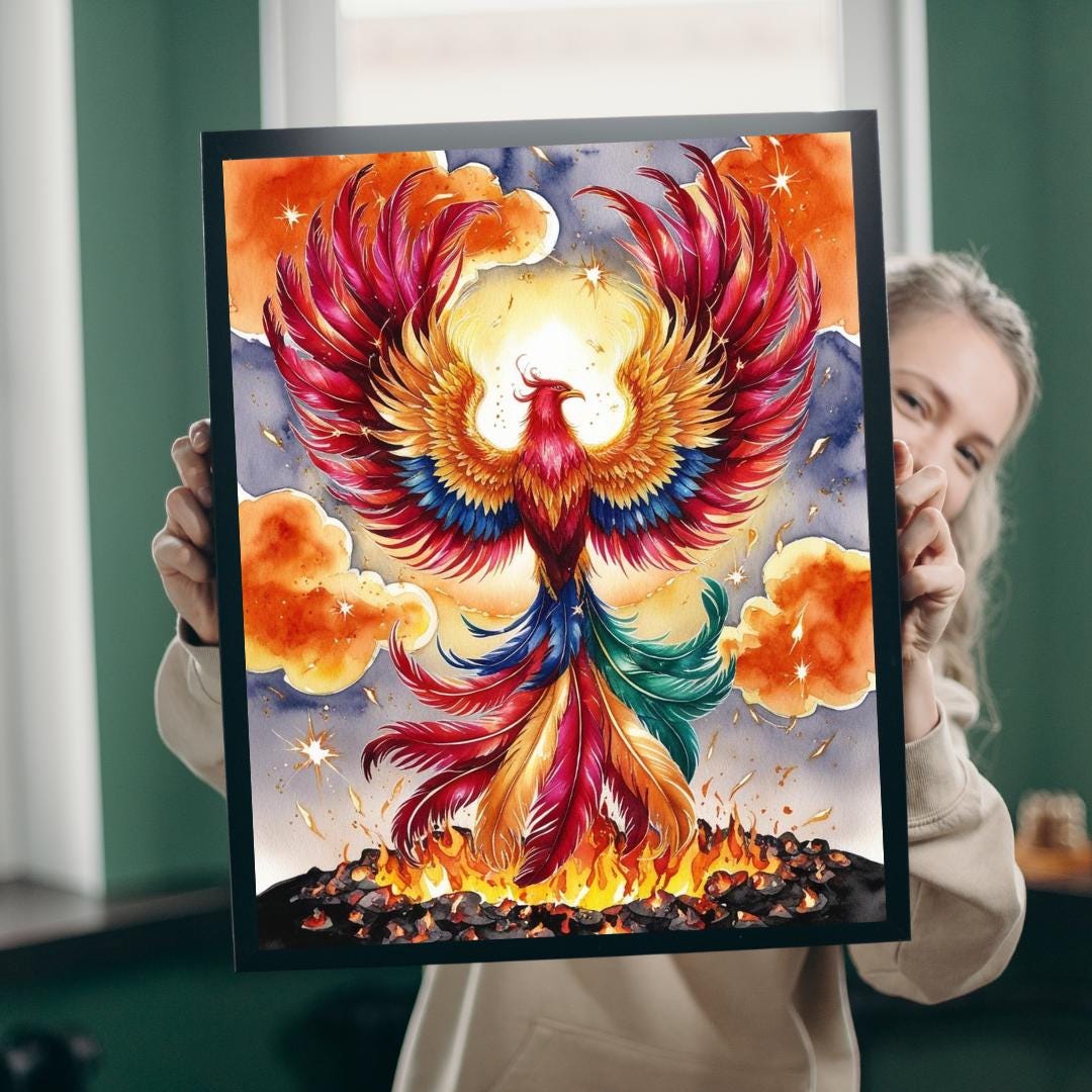 Phoenix Jigsaw Puzzle: Mythical Firebird Illustration, Challenging ...