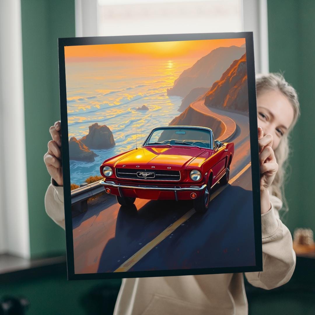 Vintage 1964 Mustang Puzzle: Classic Car Sunset Jigsaw Game - Etsy