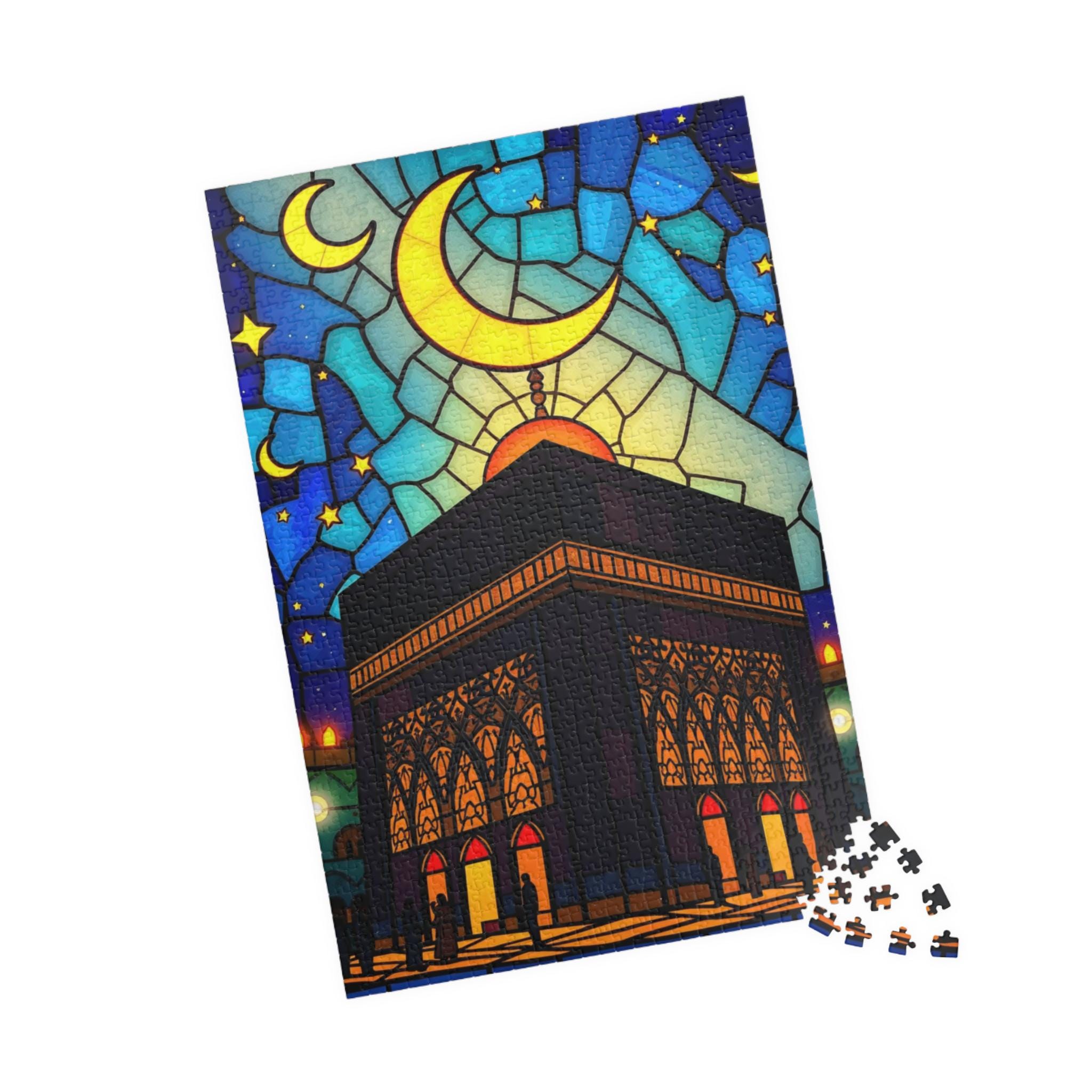 Kaaba at Night Puzzle, Stained Glass Style, Famous Historical Islamic ...