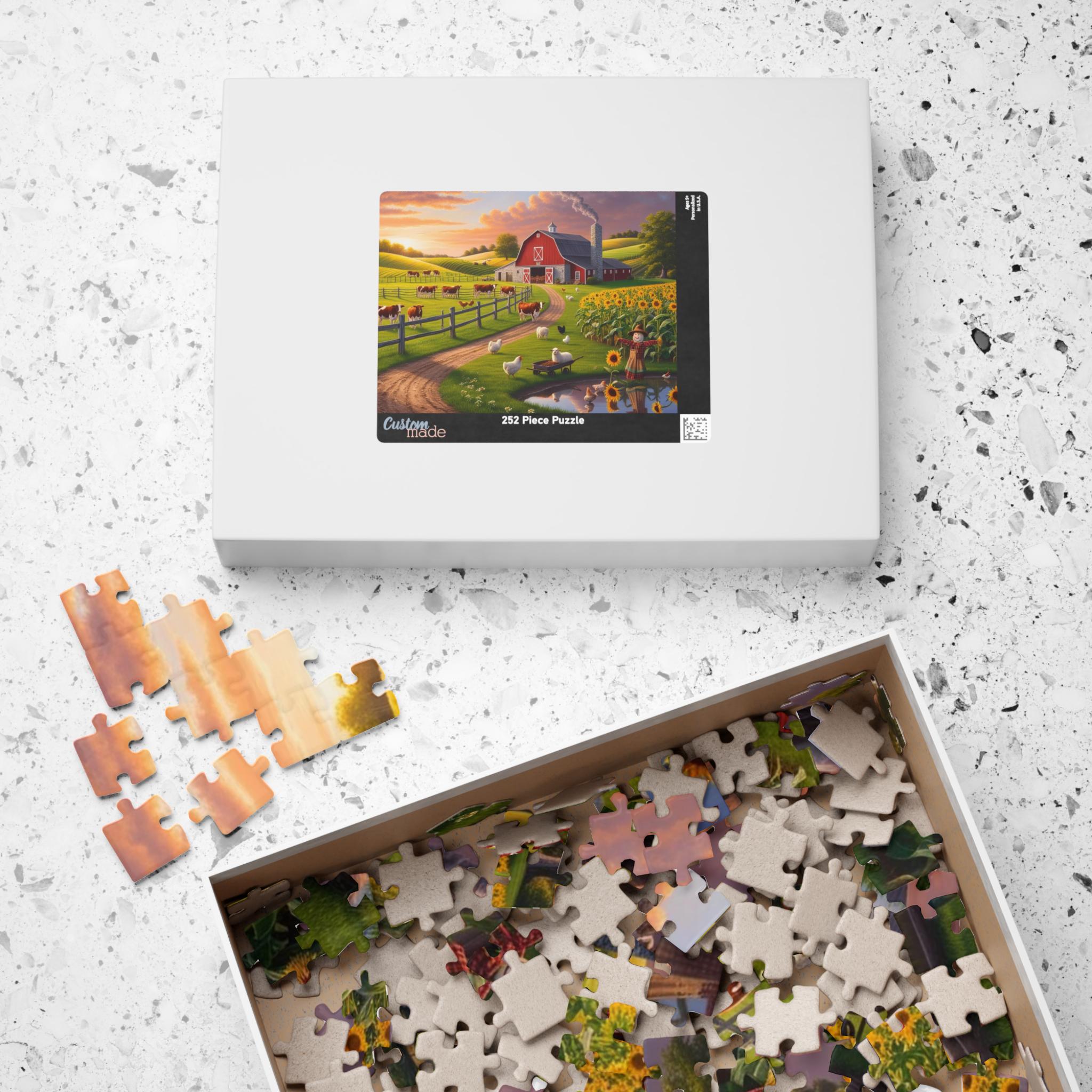 Serene Countryside Farm Puzzle, Family Fun Activity, Relaxing Gift for ...