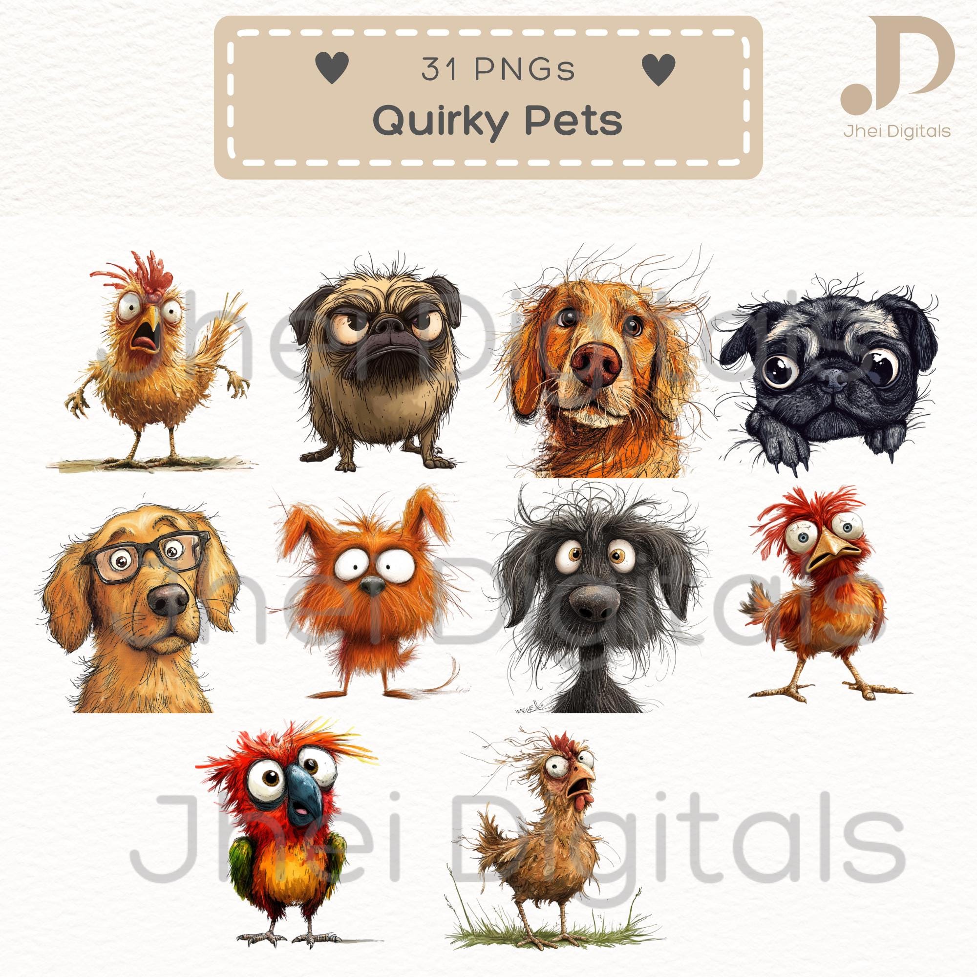 Quirky Pet Clipart – Cute Pet, Digital Product, Instant Download ...