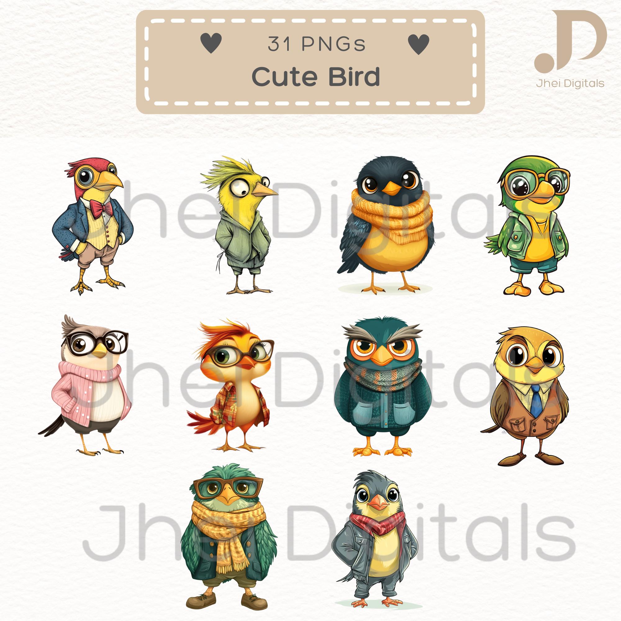 Cute Bird Clipart – Sassy Bird, Digital Product, Instant Download ...
