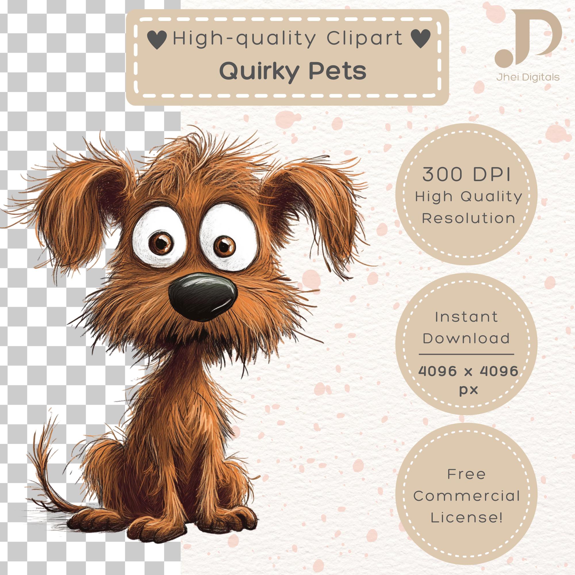 Quirky Pet Clipart – Cute Pet, Digital Product, Instant Download ...