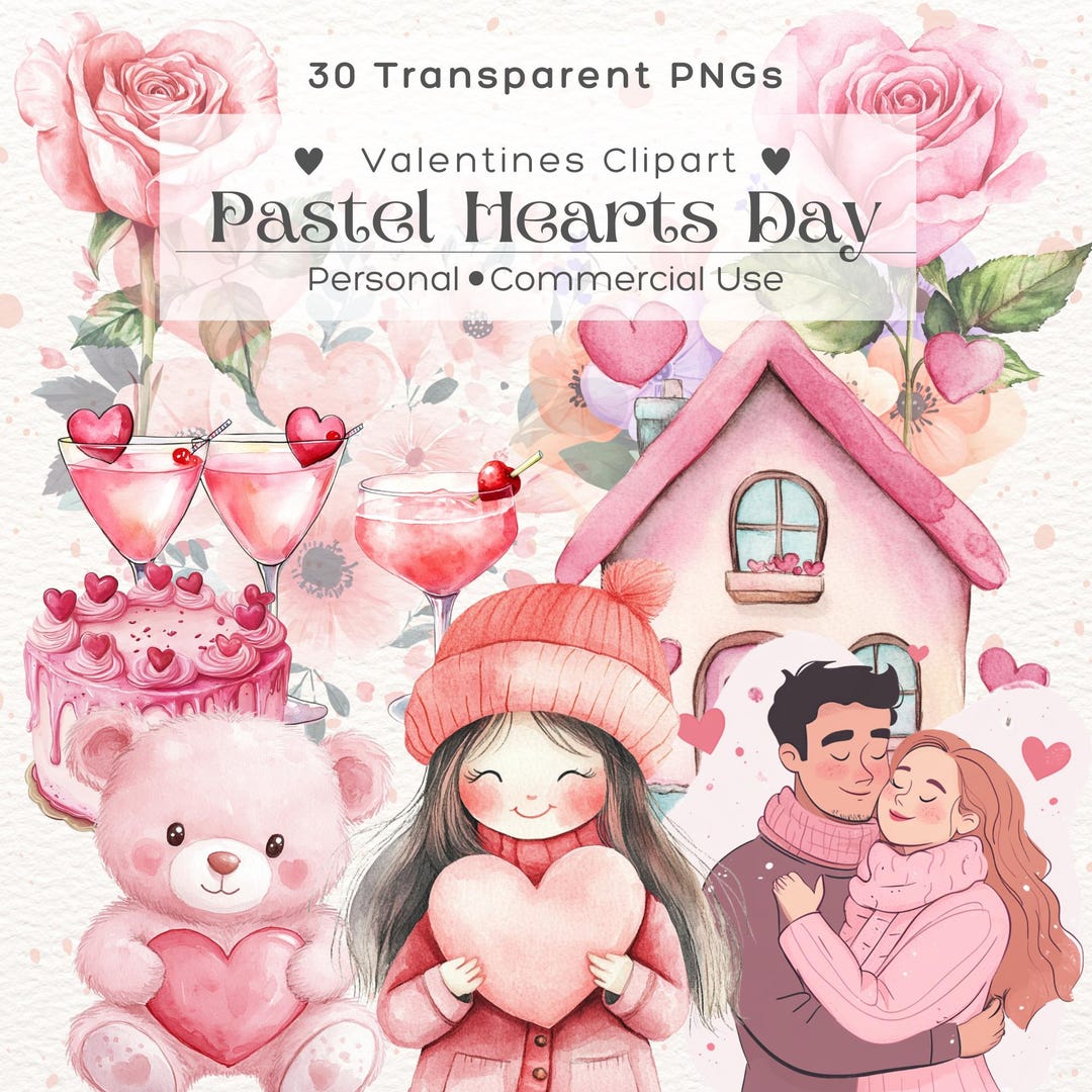 Watercolor Pastel Heart Clipart, Valentines Clipart – Lovely Design ...