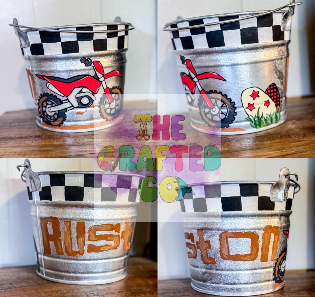 Custom Painted Easter Bucket | Dirt Bike Easter Bucket | Custom Easter ...