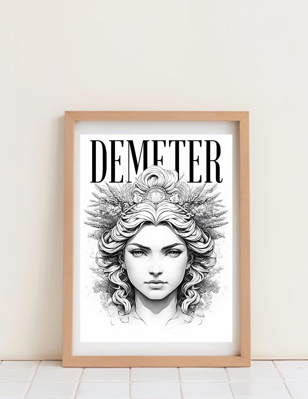 Greek Goddess Poster, Vertical Wall Art, Antiquity Fine Line Black and ...