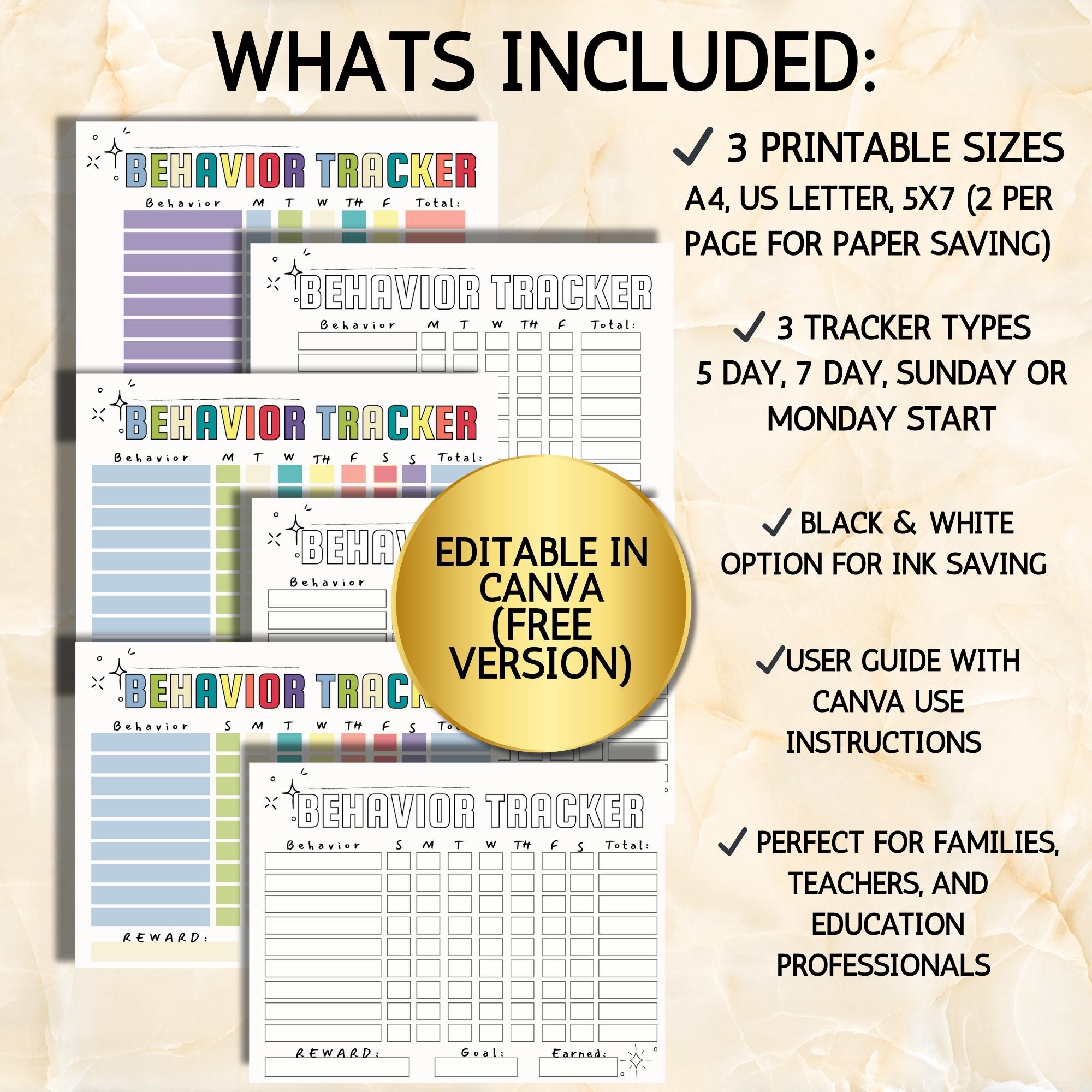 Editable Daily & Weekly Behavior Tracker for Kids and Teens | Printable ...
