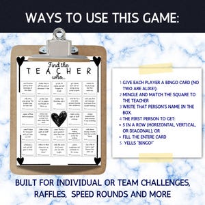 Teacher Trivia Bingo Game – Funny Teacher Bingo | Teacher Appreciation ...