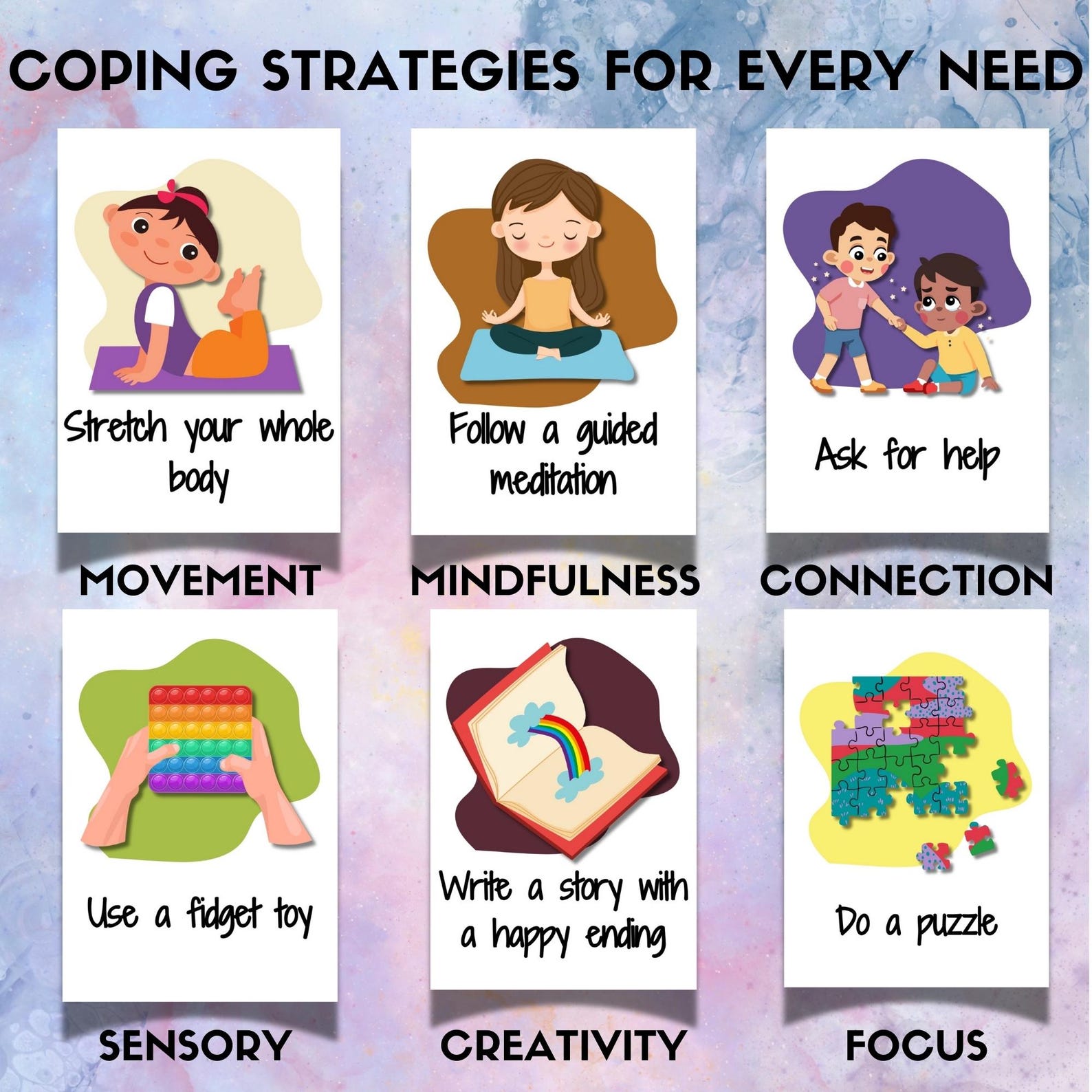 100 Coping Skills Cards for Kids & Teens | Printable SEL Calm Corner ...