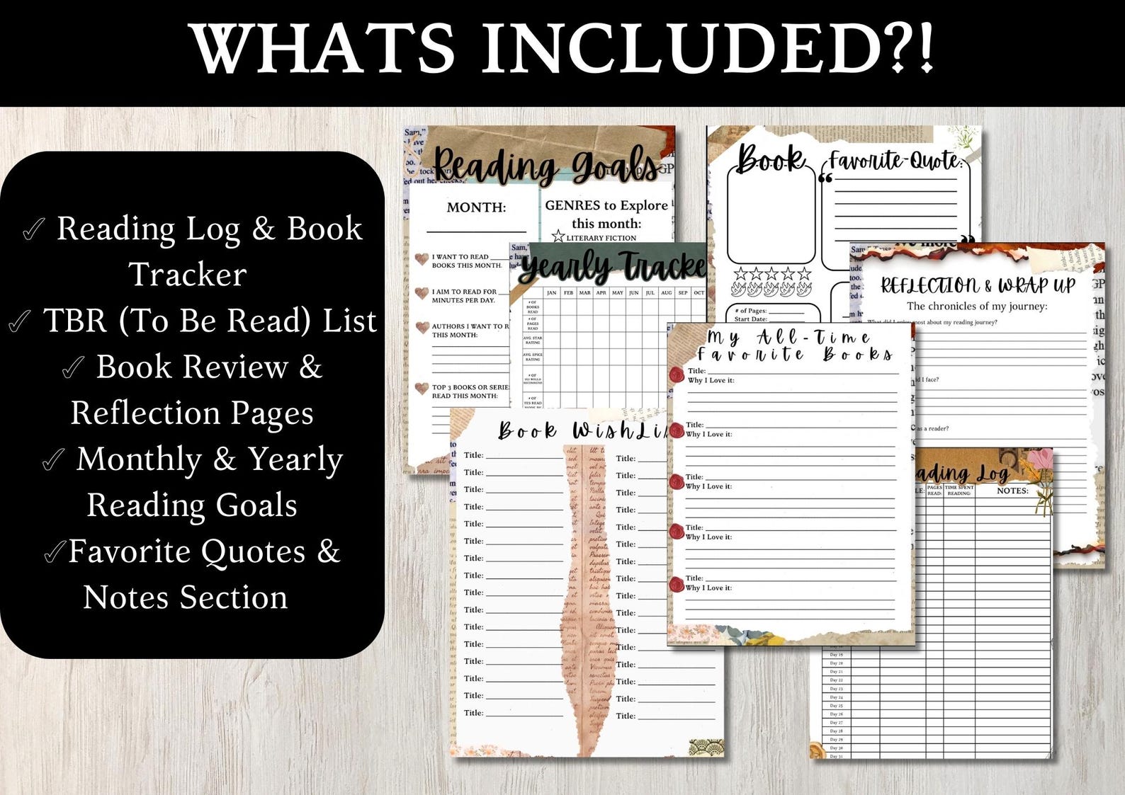 Printable Reading Tracker | Digital Book Journal | Reading Log for Book ...