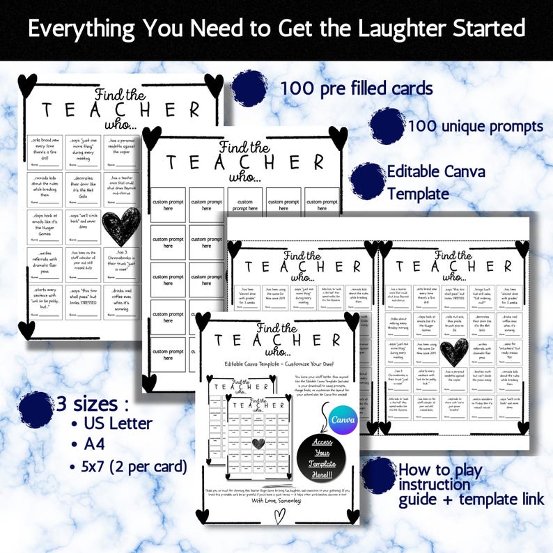 Teacher Trivia Bingo Game – Funny Teacher Bingo | Teacher Appreciation ...