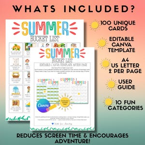 Kids Printable Summer Activity Bingo Game – 100 Printable Cards ...