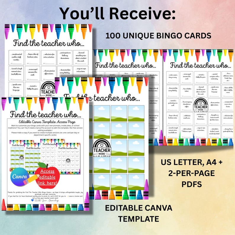 Teacher Appreciation Bingo Printable – Find a Teacher Who Game – Fun ...