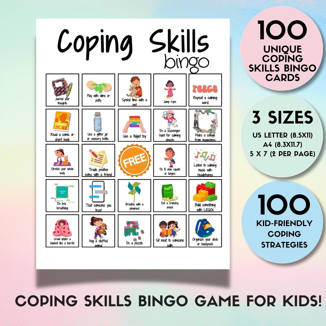 Mental Health Bingo Game for Kids – 100 Unique SEL Bingo Cards + 100 ...