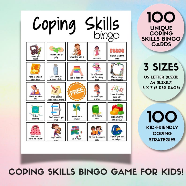 Mental Health Bingo Game for Kids – 100 Unique SEL Bingo Cards + 100 ...