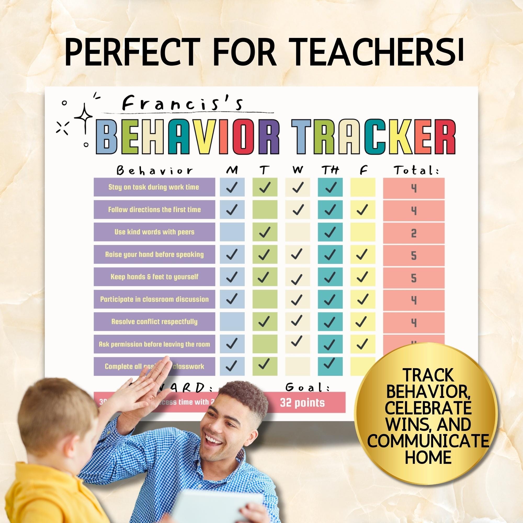 Editable Daily & Weekly Behavior Tracker for Kids and Teens | Printable ...